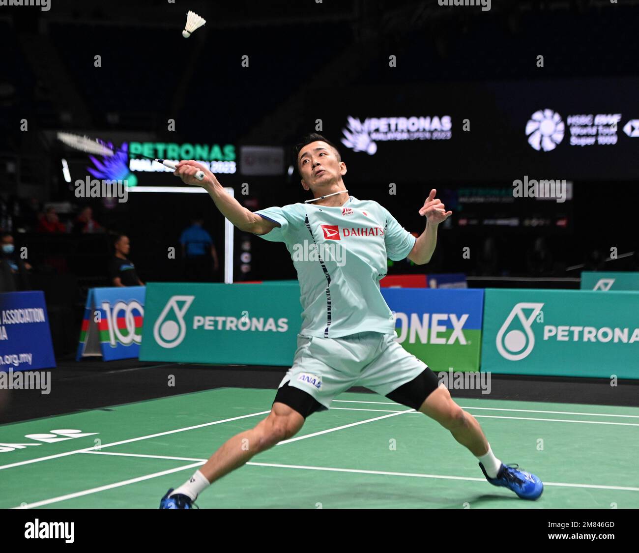 Kuala Lumpur, Malaysia. 12th Jan, 2023. Japan's Nishimoto Kenta hits a return during the men's ...