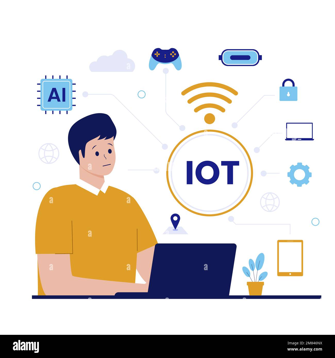Flat design of Internet of things illustration concept. Illustration ...