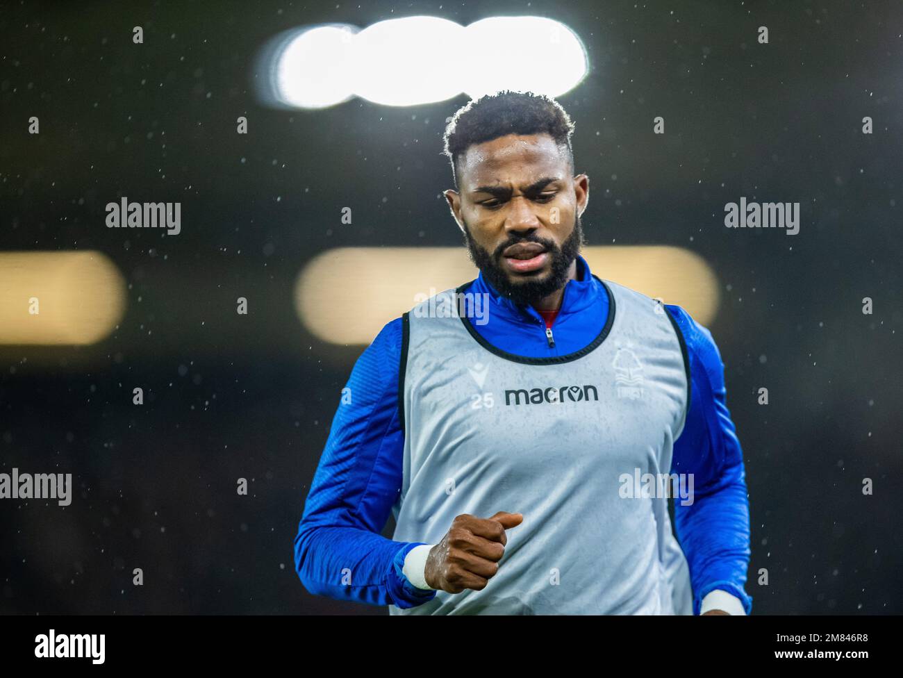Emmanuel Dennis #25 of Nottingham Forest warms up during the Carabao ...