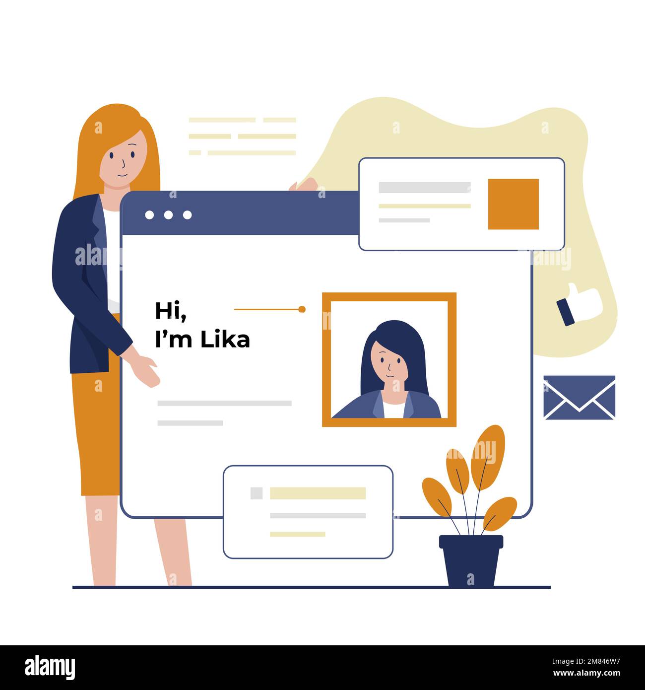 Flat vector illustration of personal information concept. Illustration ...