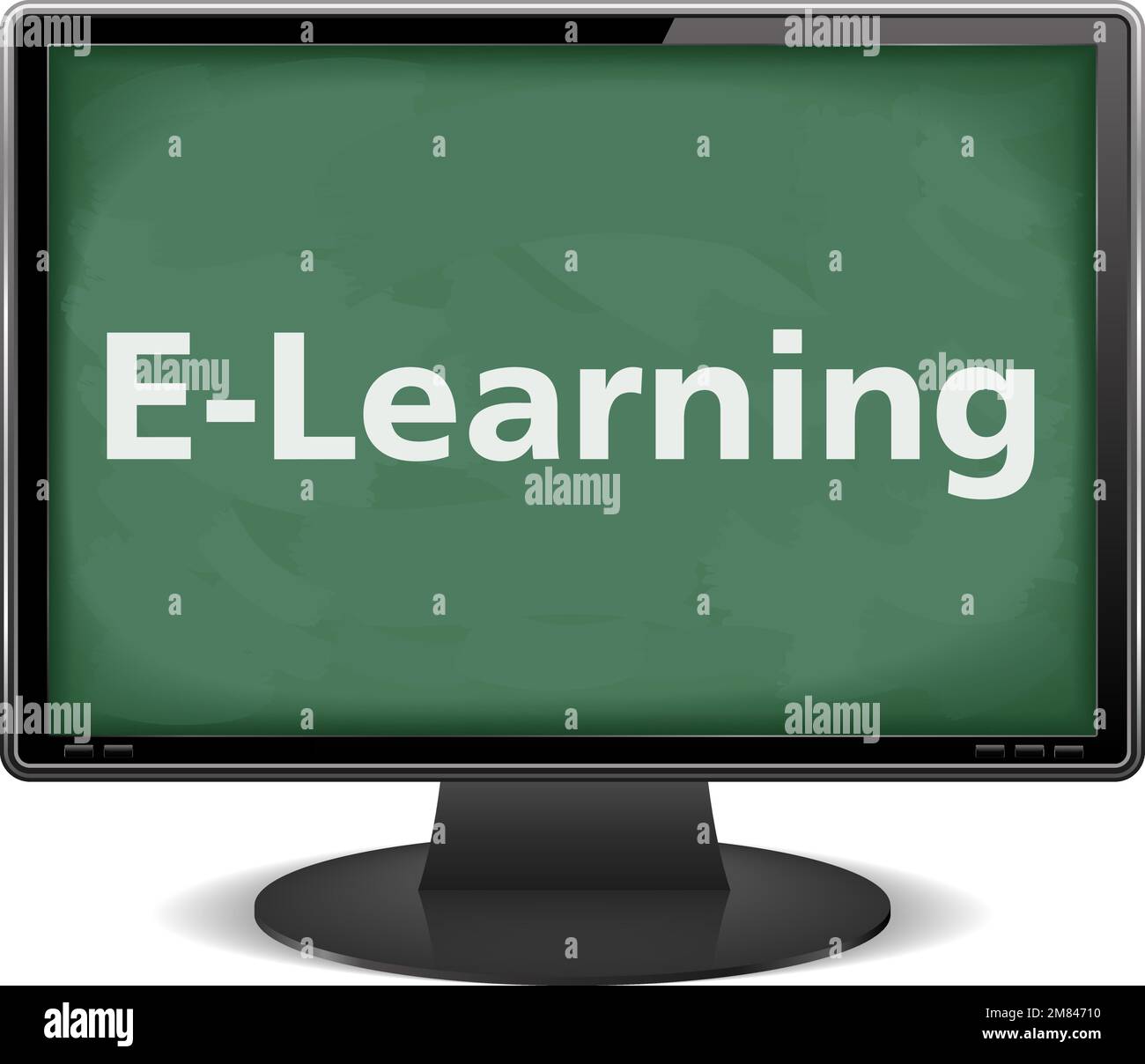 Computer monitor with blackboard background on the screen, e-learning concept, vector eps10 ...