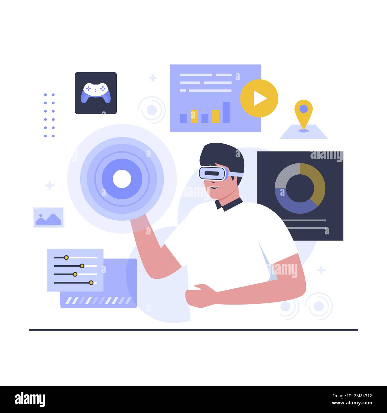 Concept design of Future digital technology metaverse. Illustration for ...