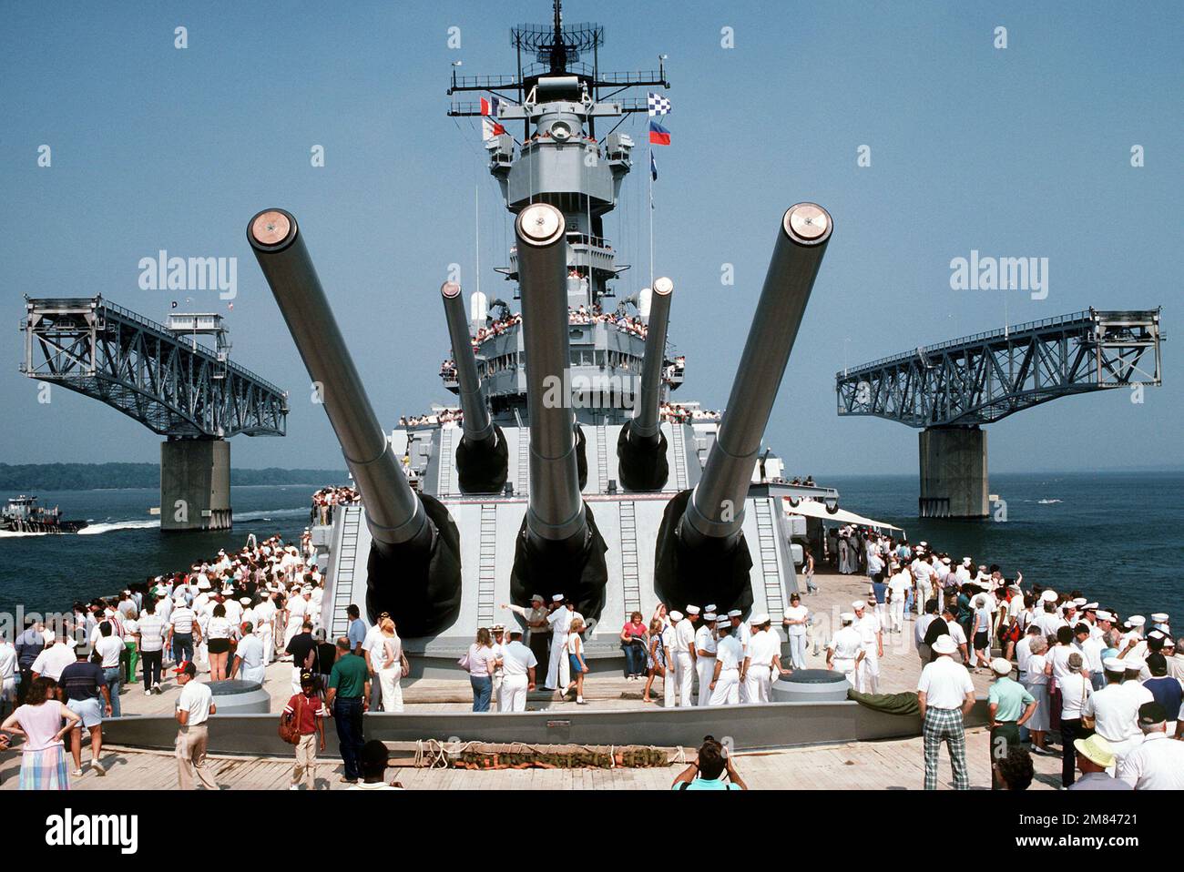 The battleship USS IOWA (BB 61) passes through the Joseph P. Coleman ...