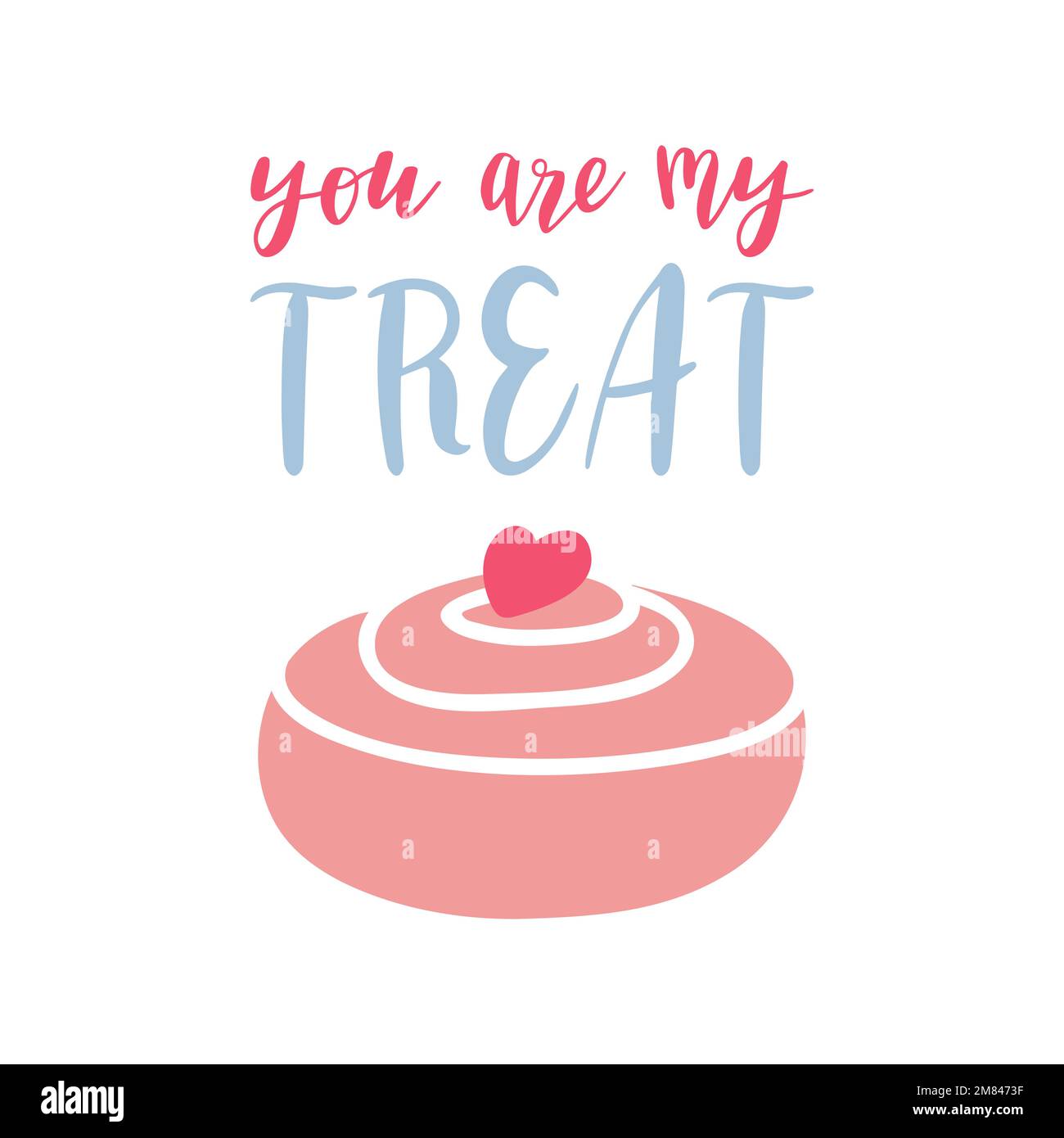Cute Valentines banner, greeting card design with text lettering vector ...