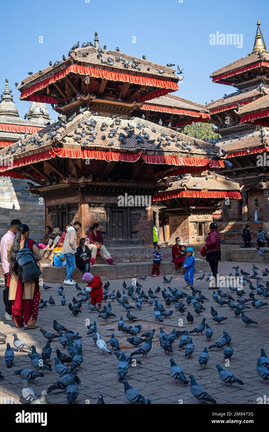 Kathmandu, Nepal - December 5th, 2022 - People visiting Durbar Square ...