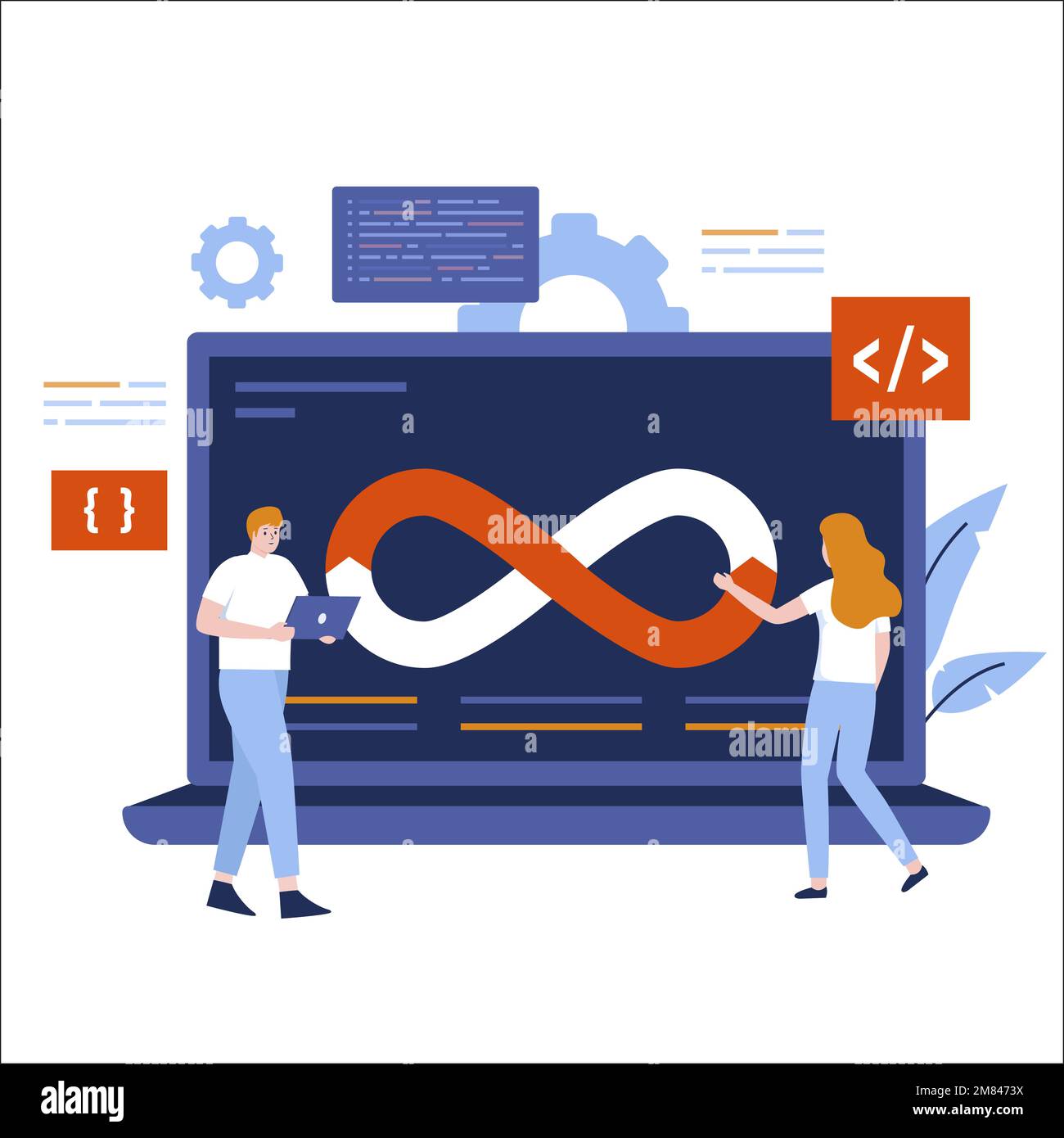 Flat design of development and operations technology. Illustration for ...