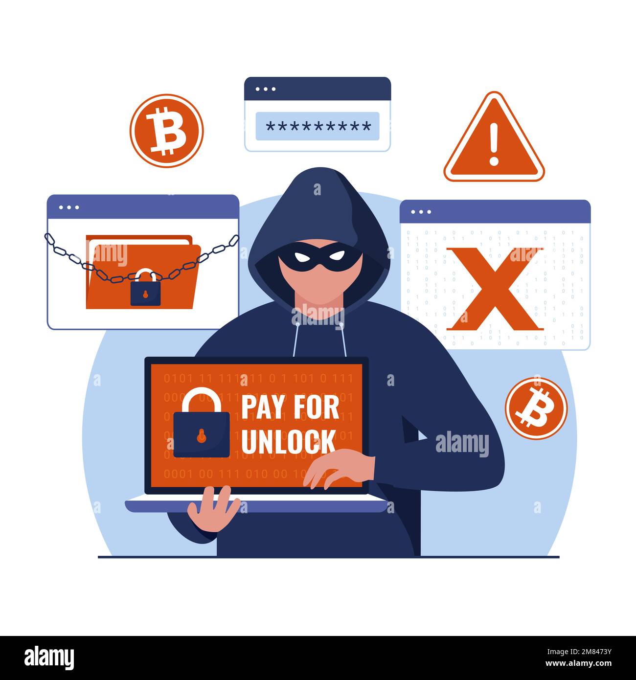 Ransomware with hacker attack illustration concept. Illustration for ...