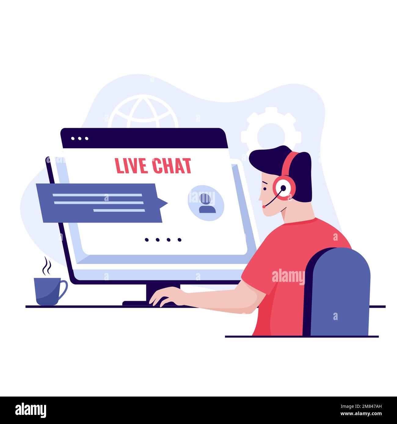 Live chat support illustration concept. Illustration for websites ...