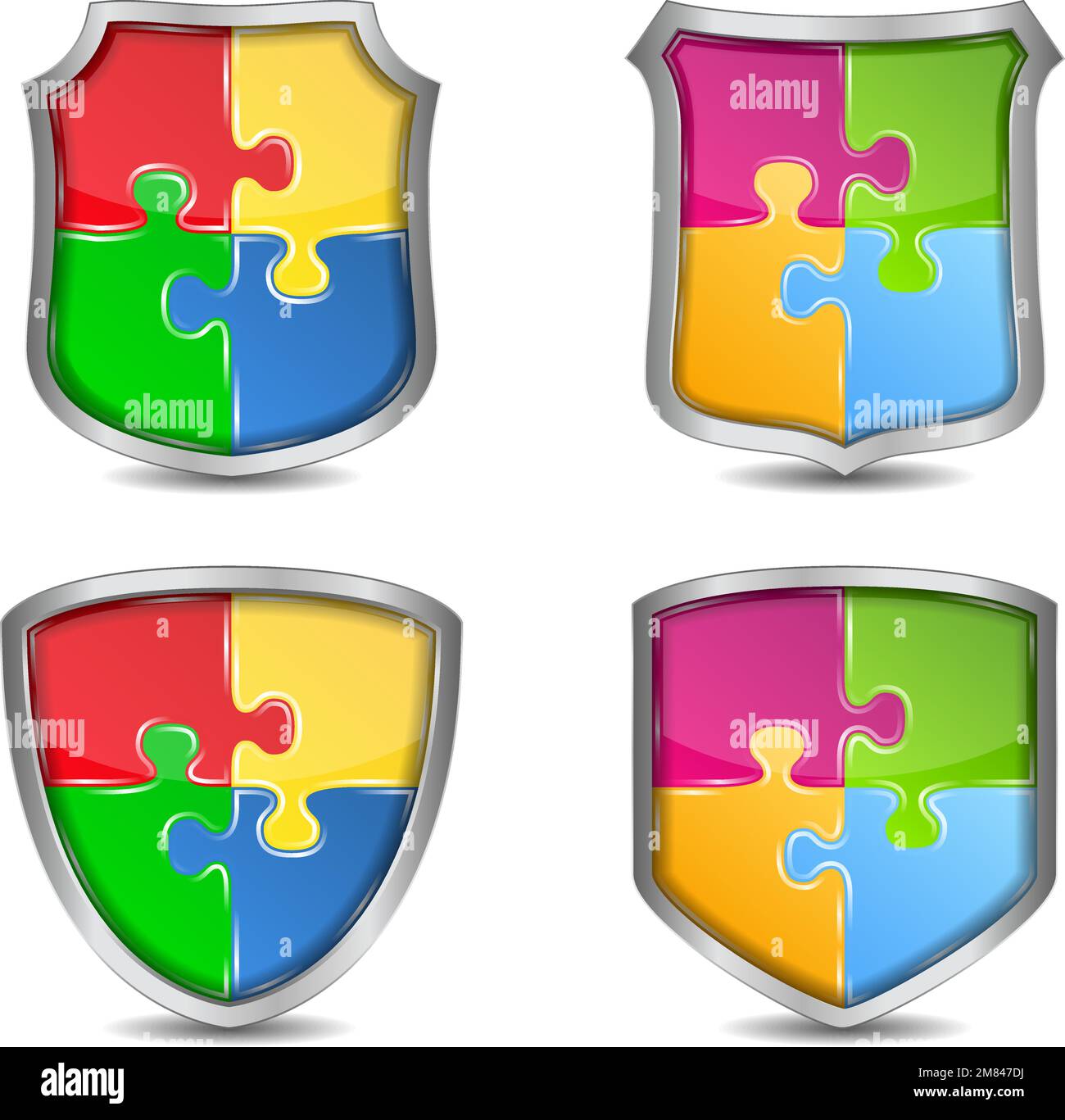 Set Of Shield With Puzzle Pieces Vector Eps10 Illustration Stock Vector Image And Art Alamy