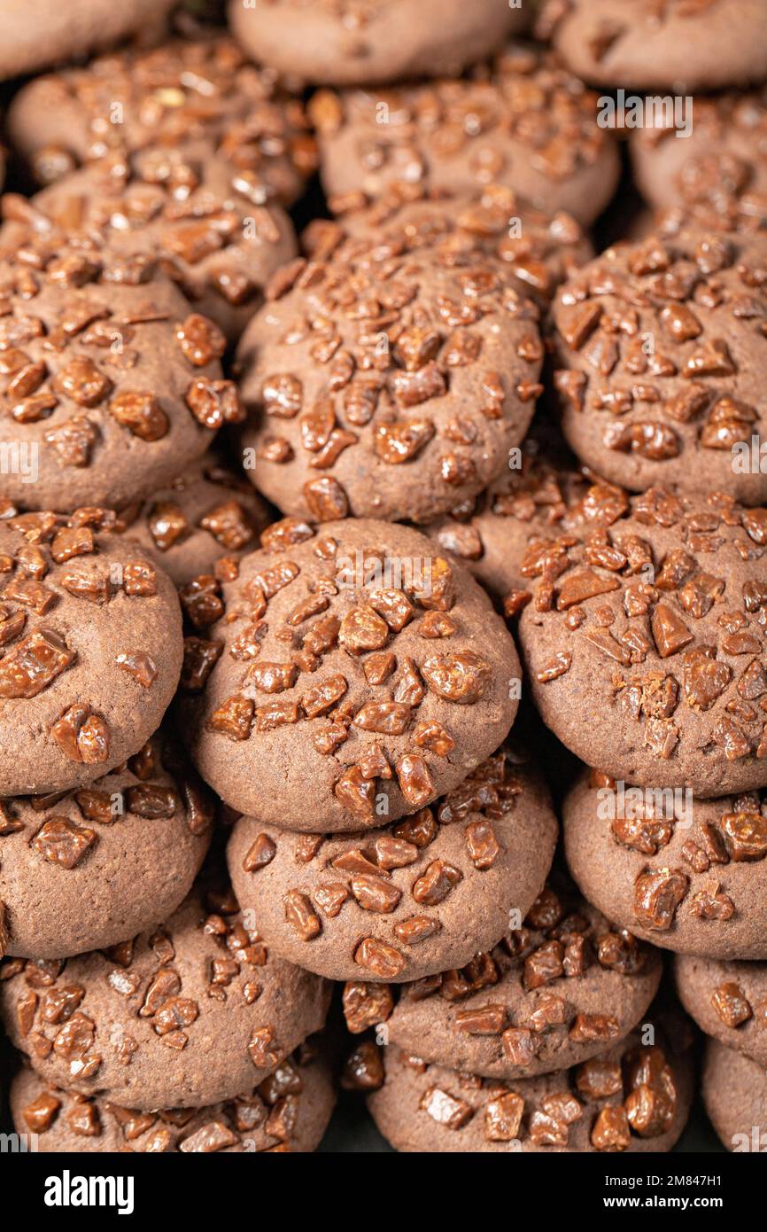 Chocolate and cocoa cookies. Fresh chocolate chip cookies. Bakery ...