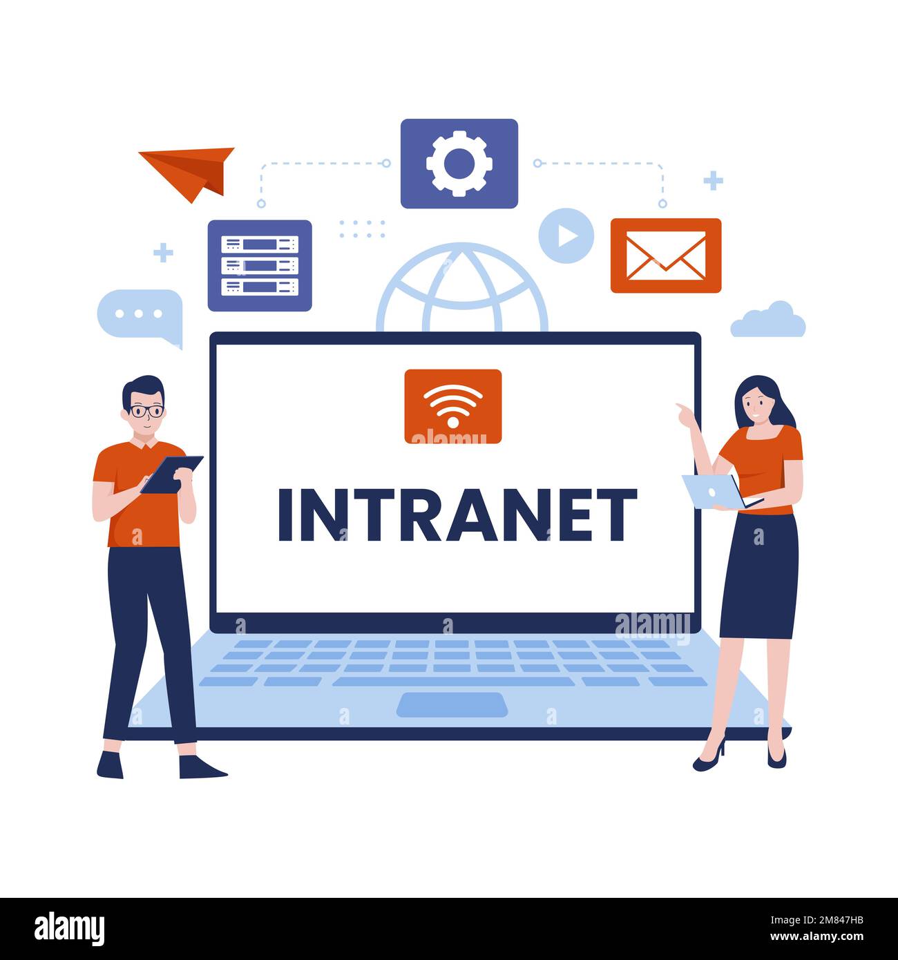 Flat design of intranet internet network connection. Illustration for ...