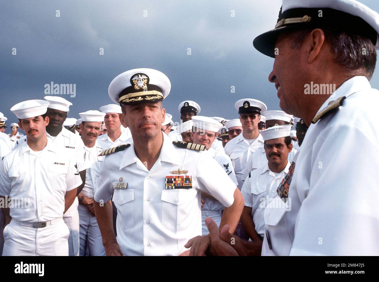 Captain Gerald E. Gneckow, Commanding Officer of the battleship USS ...