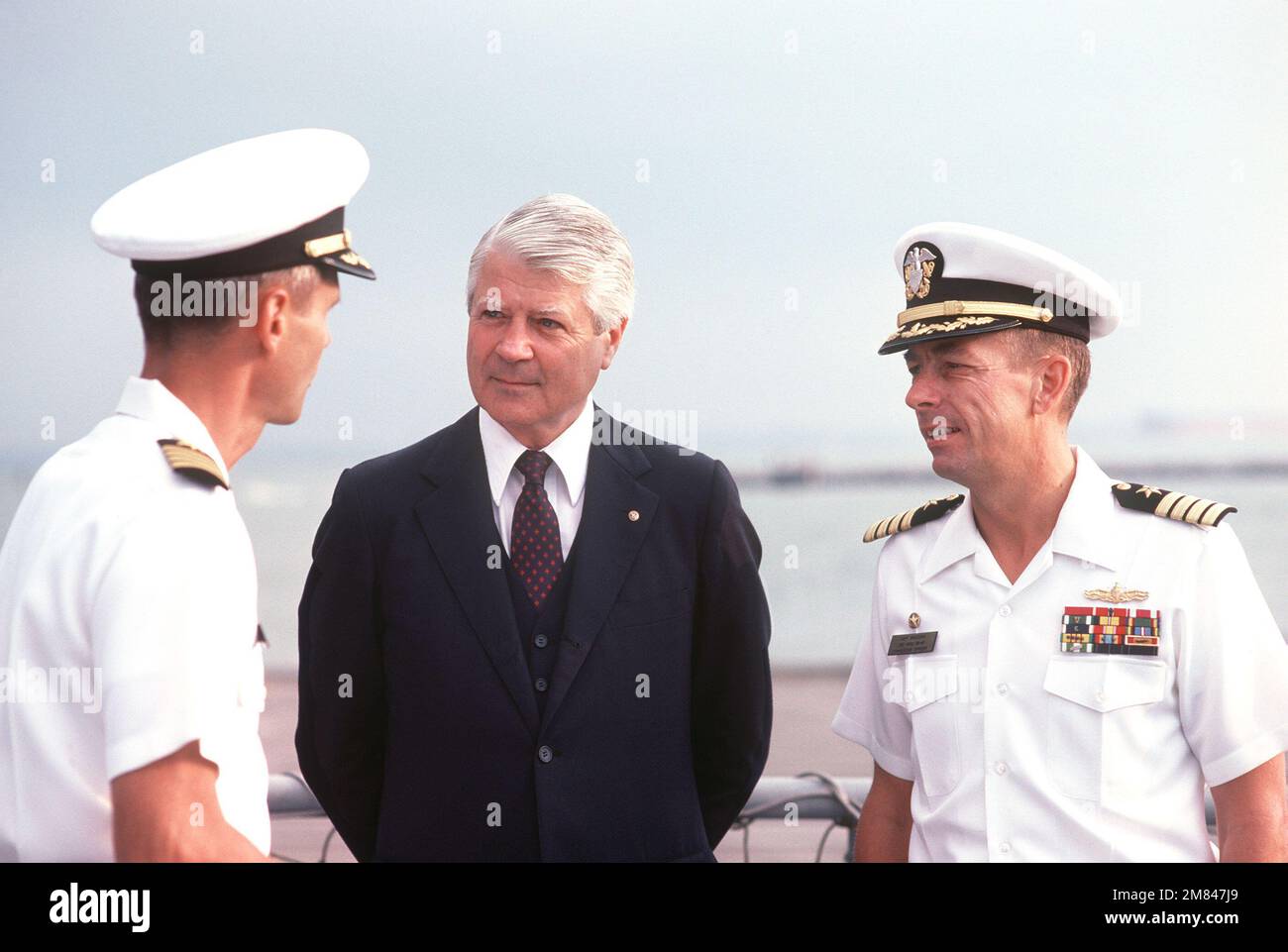 Captain Gerald E. Gneckow, Commanding Officer of the battleship USS ...