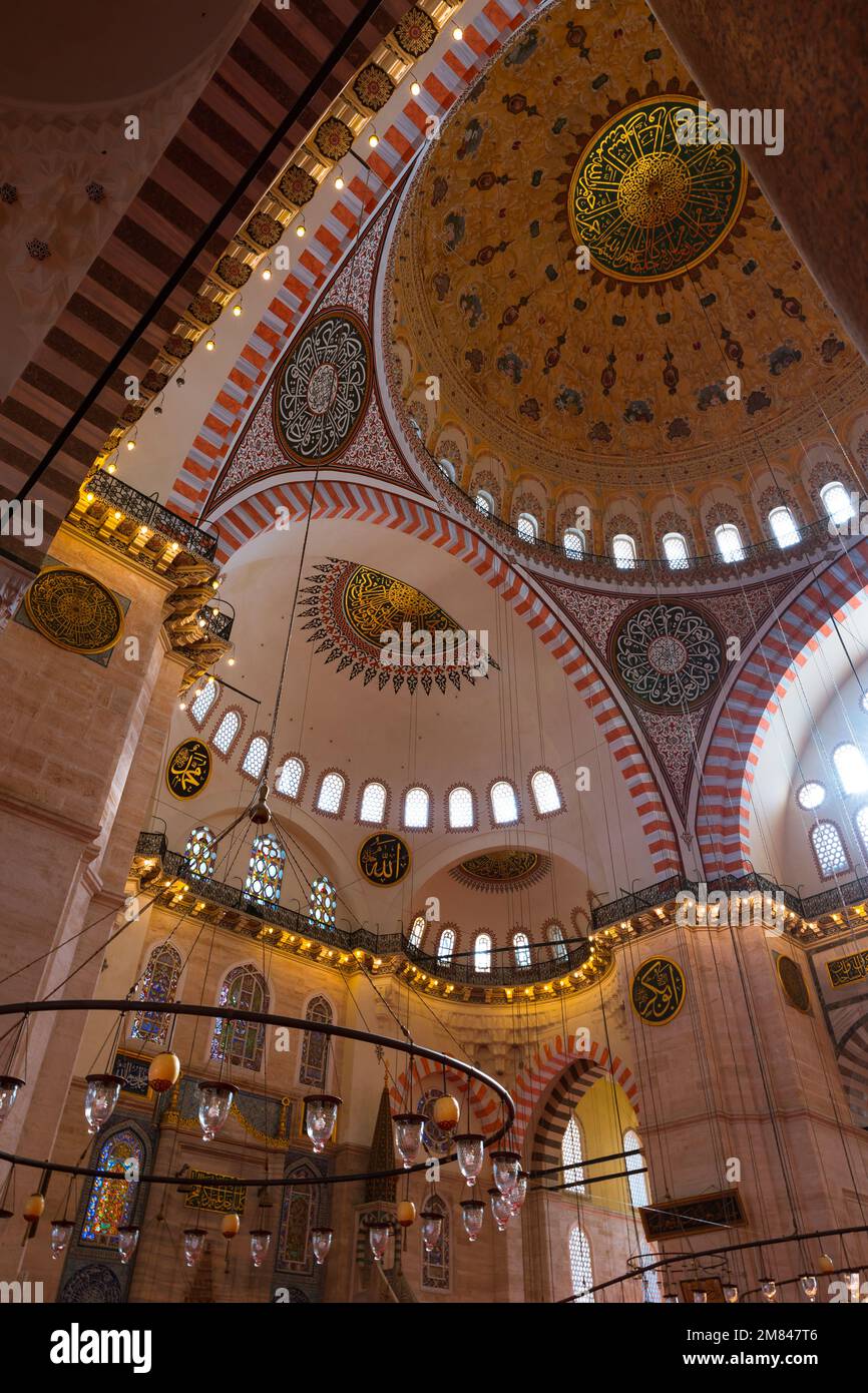 Domes of Suleymaniye Mosque. Islamic vertical background photo. Ottoman ...