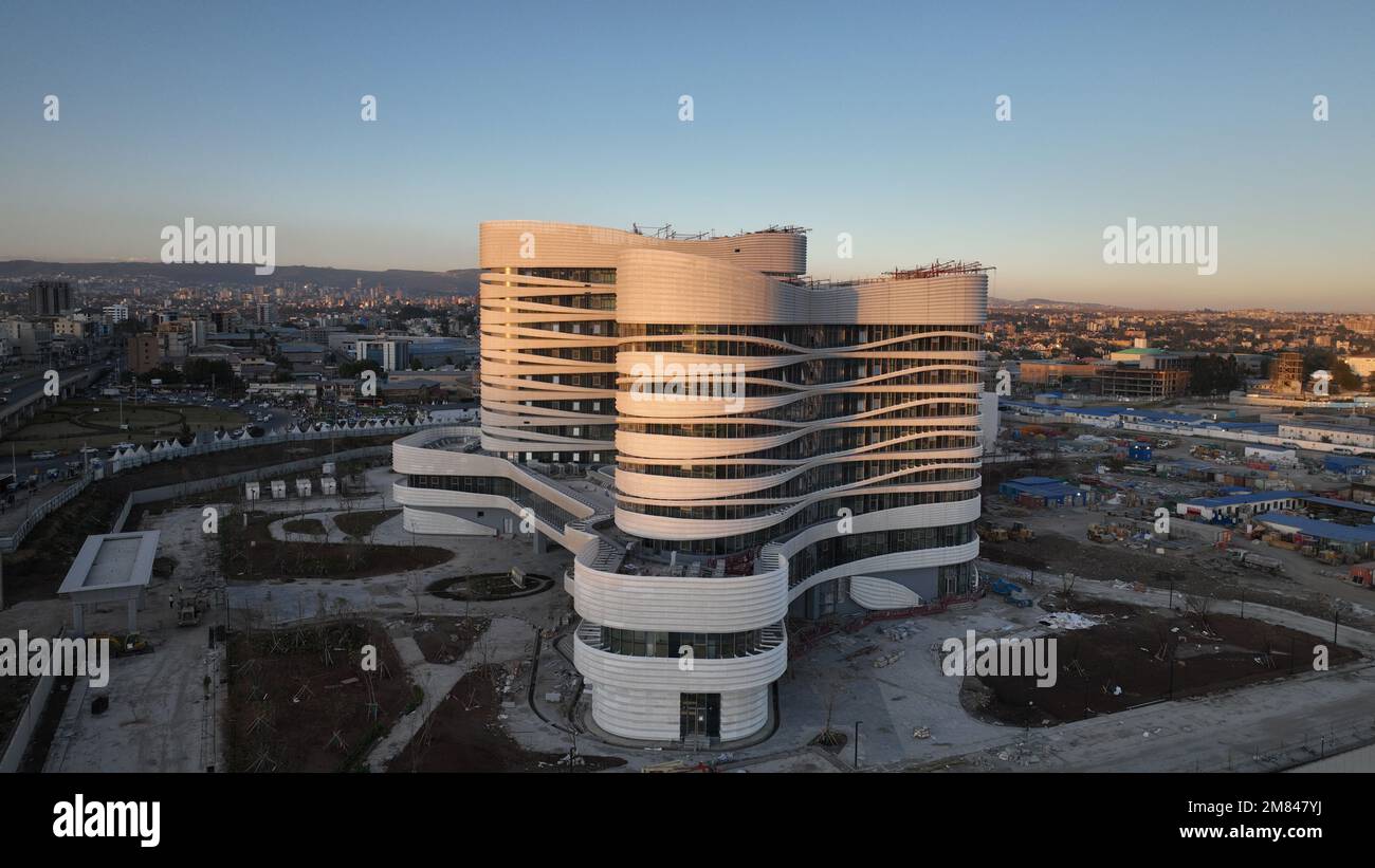 Addis Ababa. 8th Jan, 2023. This aerial photo taken on Jan. 8, 2023 ...