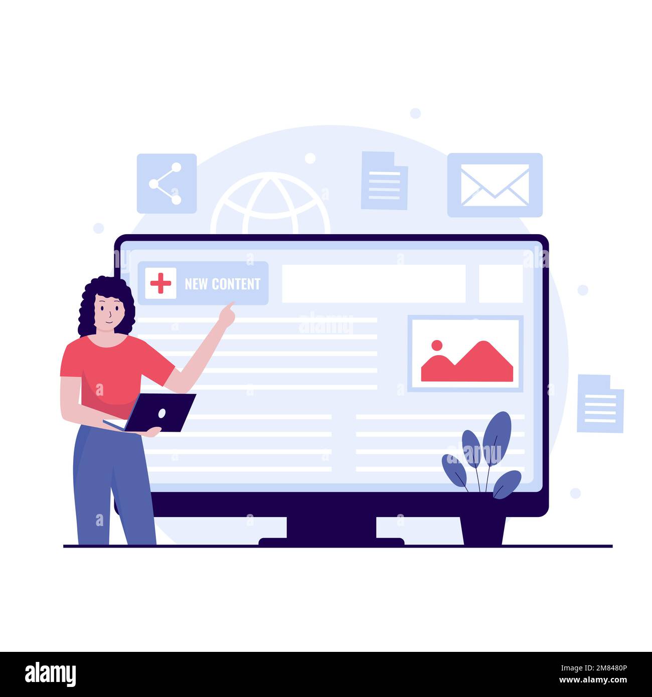 Flat design concept of create content. Illustration for websites ...