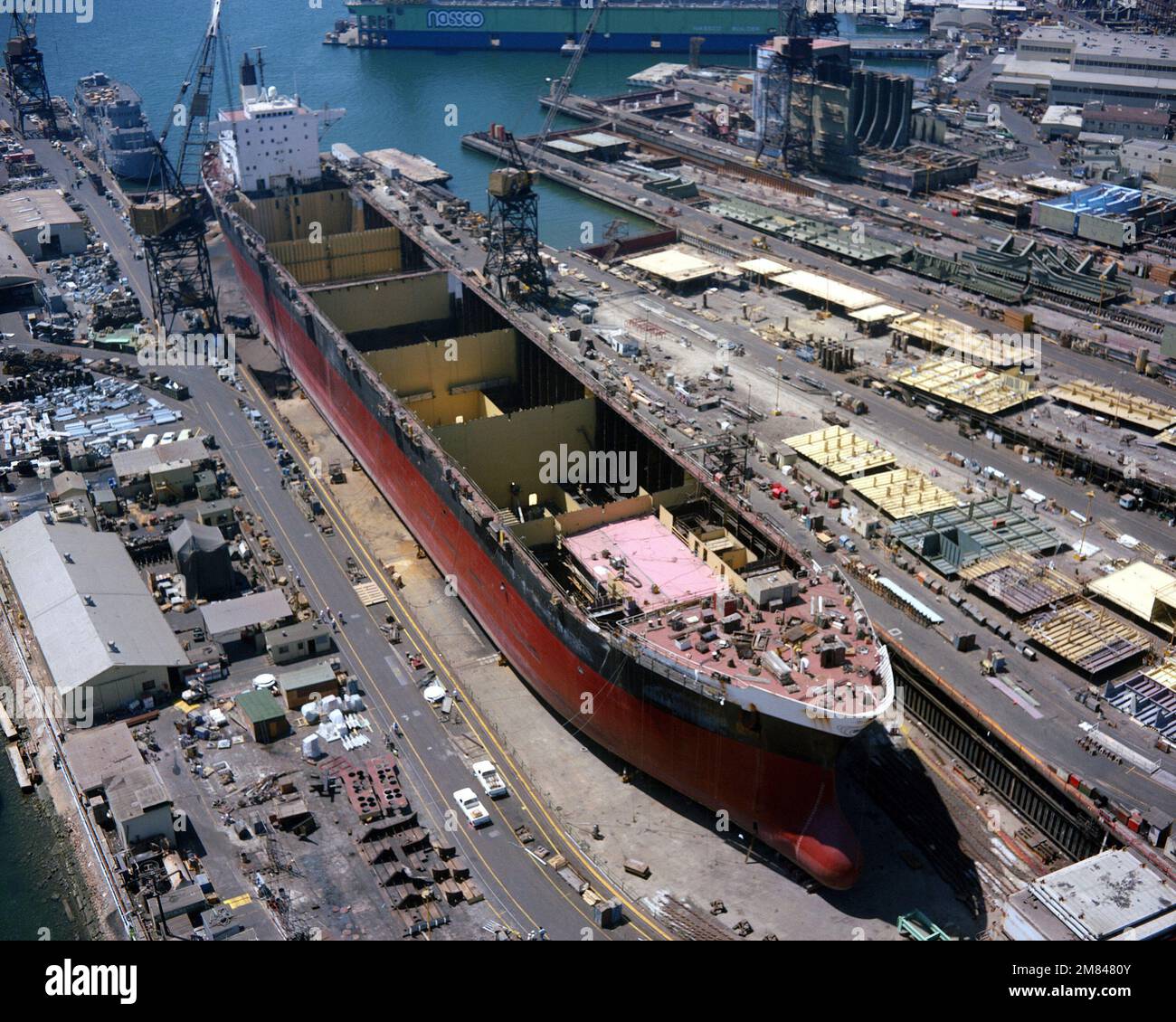 High angle starboard bow view of the Mercy class hospital ship USNS ...
