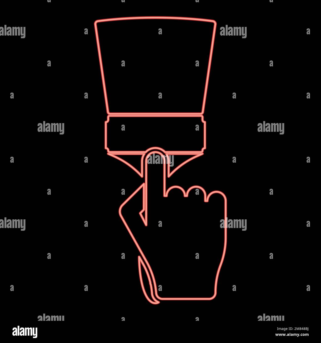 Neon paint brush in hand use tool arm red color vector illustration ...