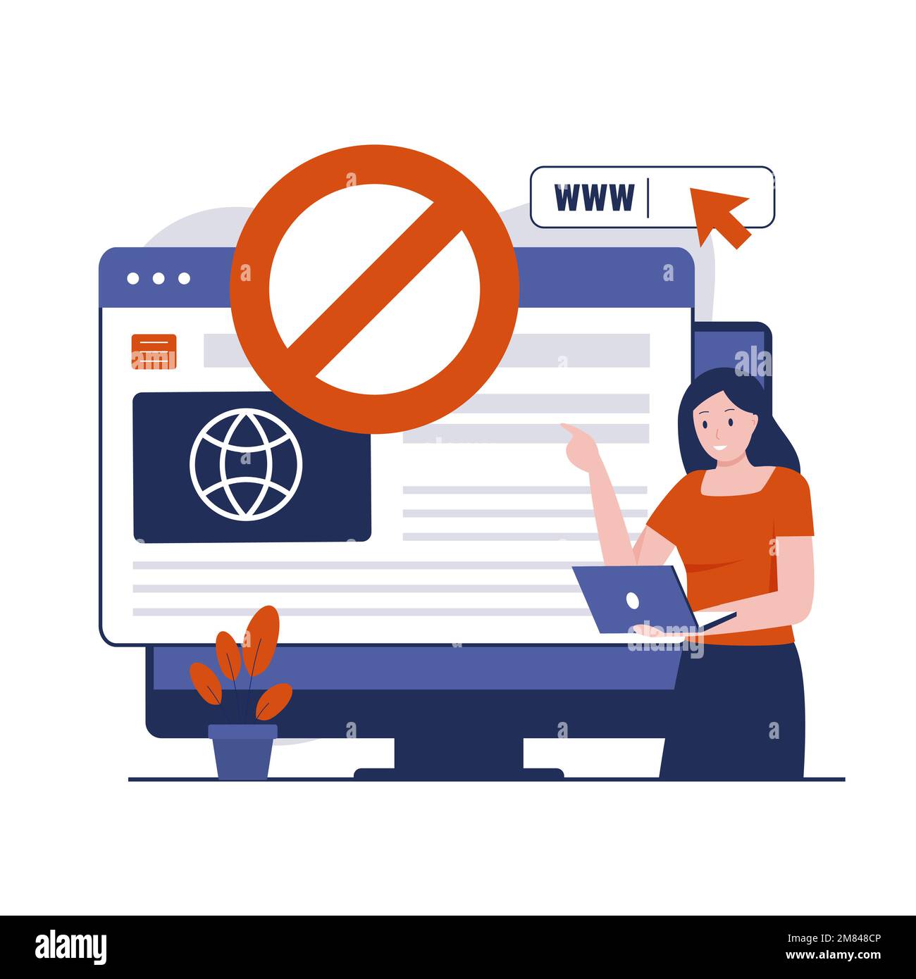 Blocked website illustration concept. Illustration for websites ...