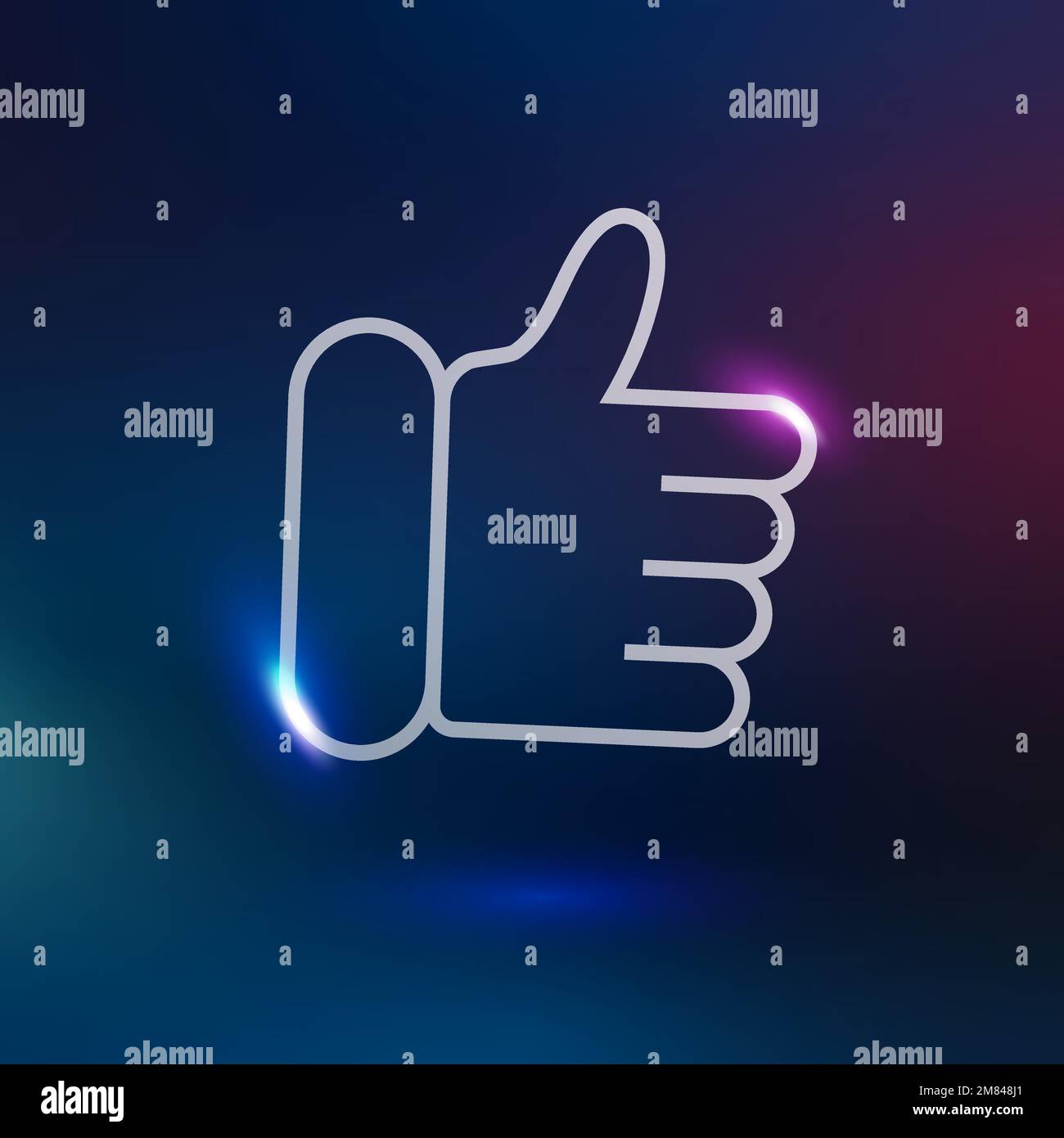 Thumbs up vector technology icon in neon purple on gradient background Stock Vector Image & Art ...