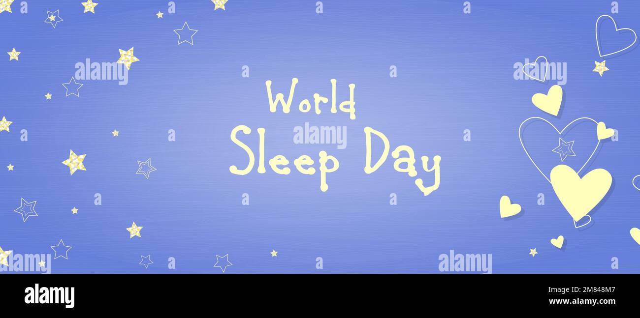 World Sleep day banner , blue background with stars and heart. Vector ...