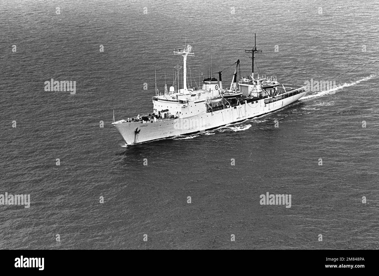Aerial port bow view of the surveying ship USNS CHAUVENET (T-AGS 29 ...