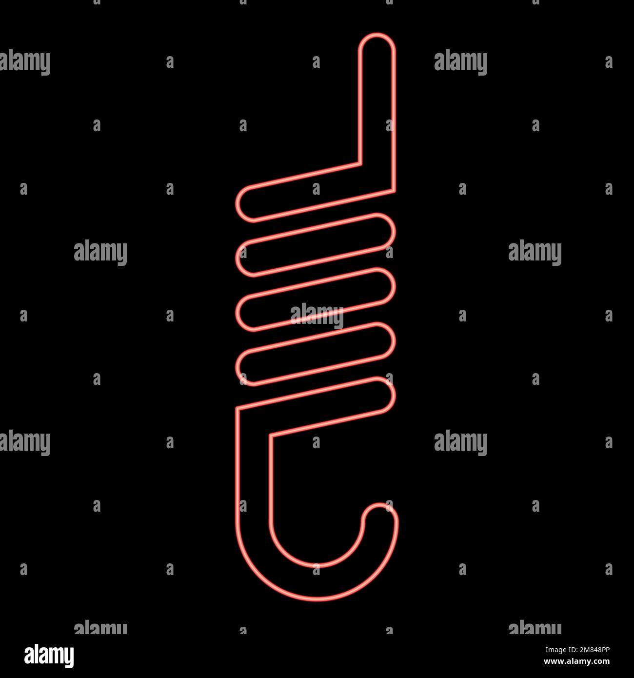 Neon spring with crochet spiral shape red color vector illustration ...