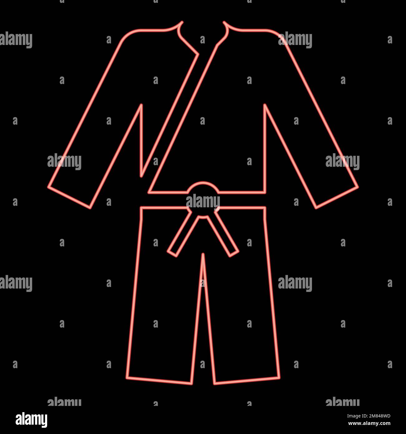 Neon sports Kimono Japanese wear red color vector illustration image ...