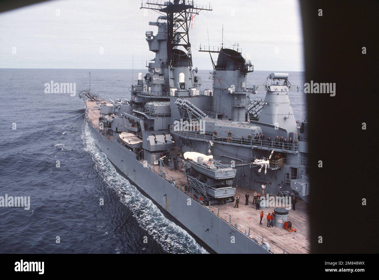 A port view of the battleship USS IOWA (BB 61) underway. Country: Atlantic Ocean (AOC Stock ...