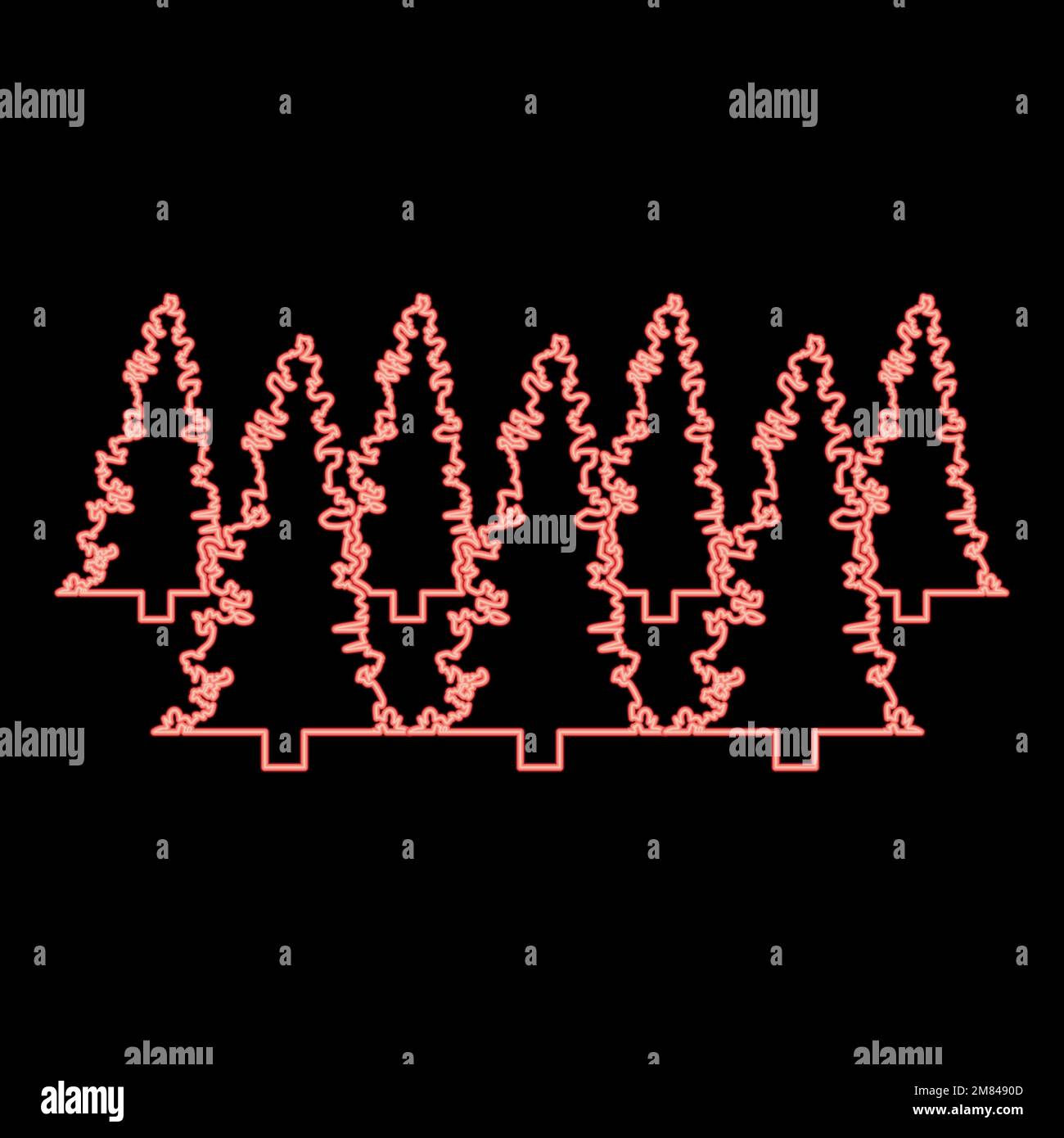 Neon forest fir spruce red color vector illustration image flat style ...