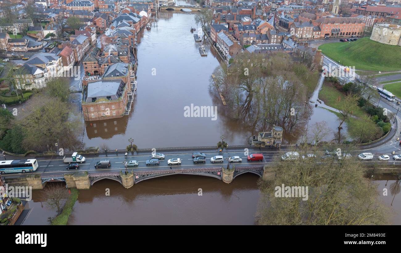 River Ouse in York burst its banks flooding buildings in York City ...