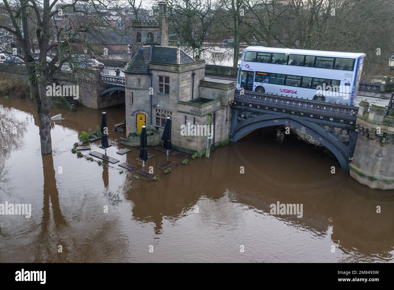 River Ouse in York burst its banks flooding buildings in York City ...