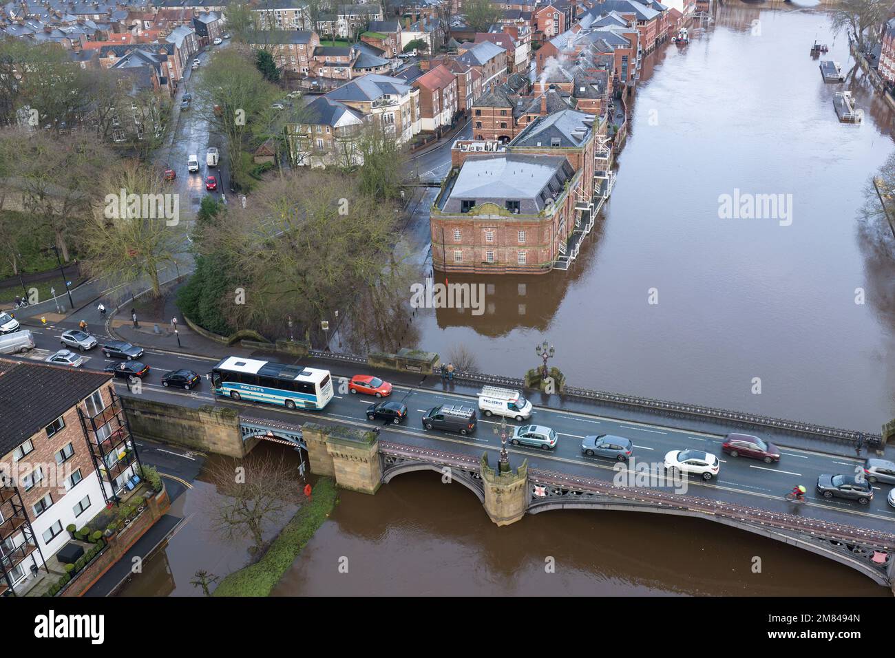 River Ouse in York burst its banks flooding buildings in York City ...