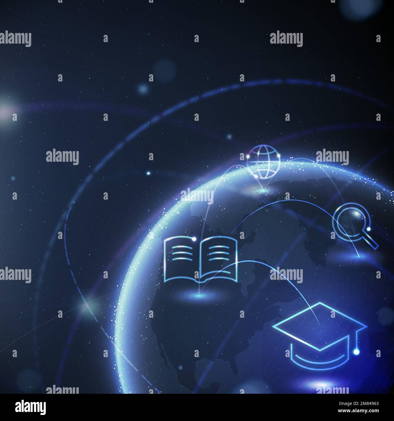 Disruptive education globe background vector geography digital remix ...