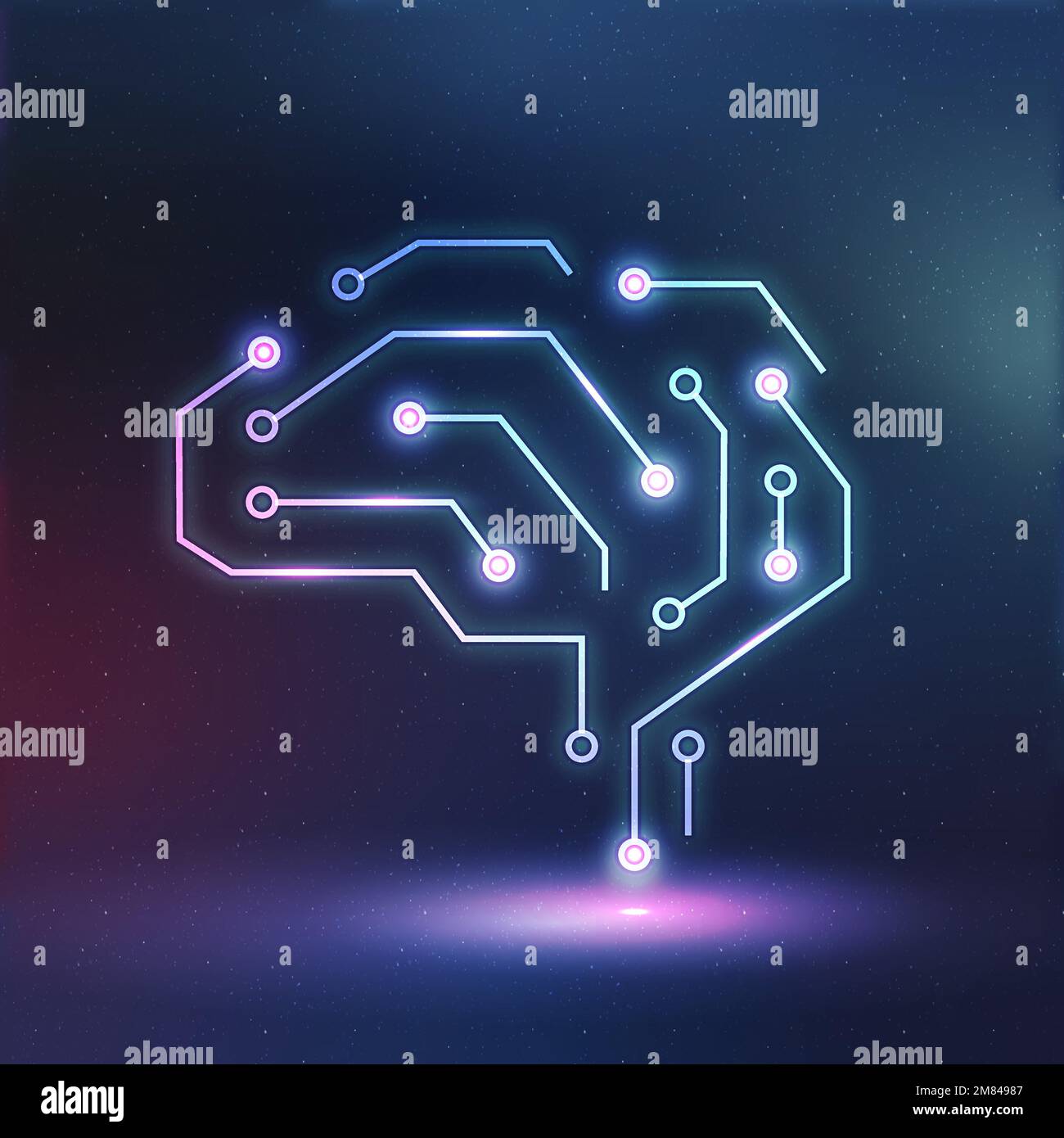 AI technology education icon vector neon digital graphic Stock Vector ...