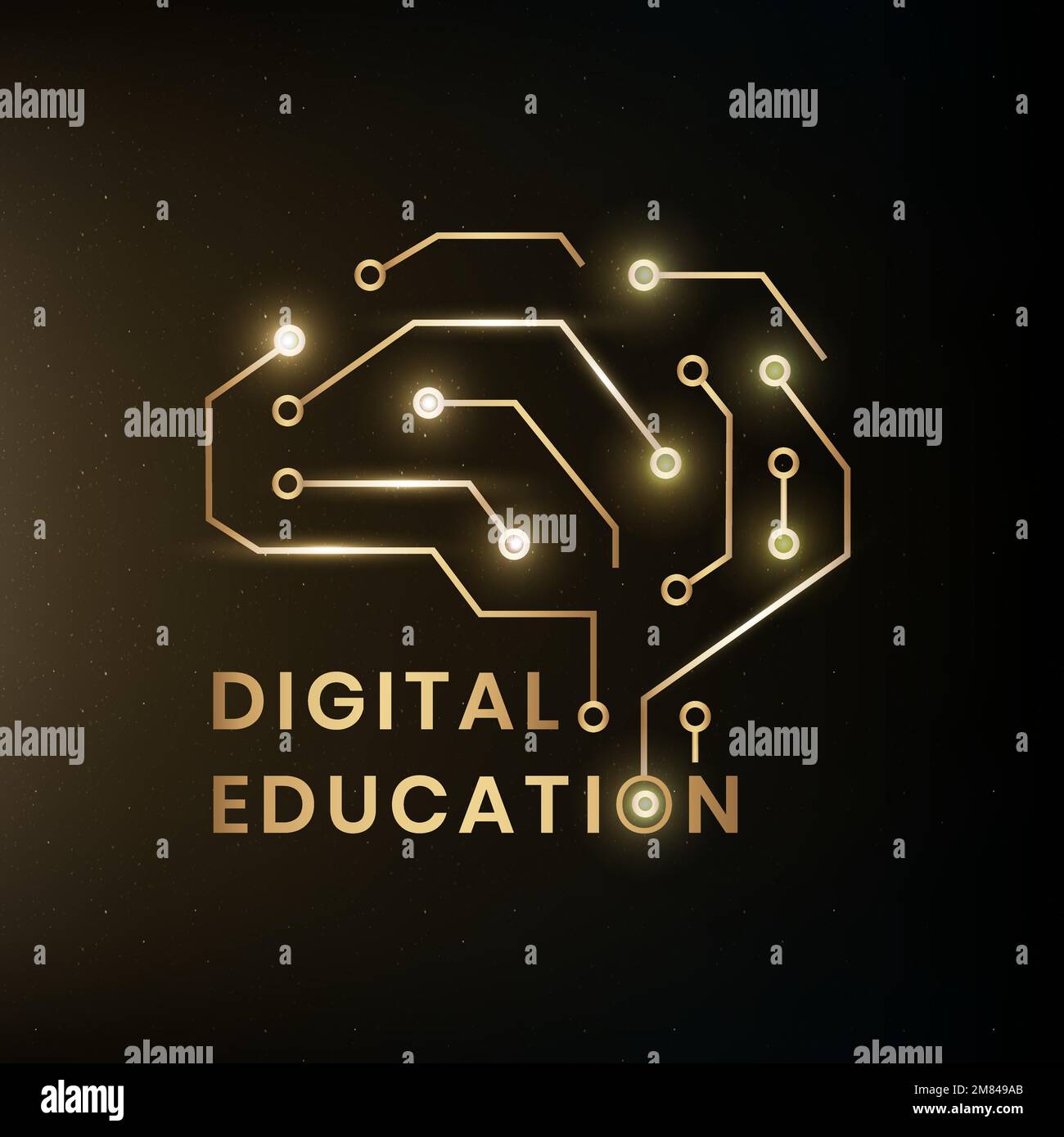 Digital education logo template vector with AI brain graphic Stock ...