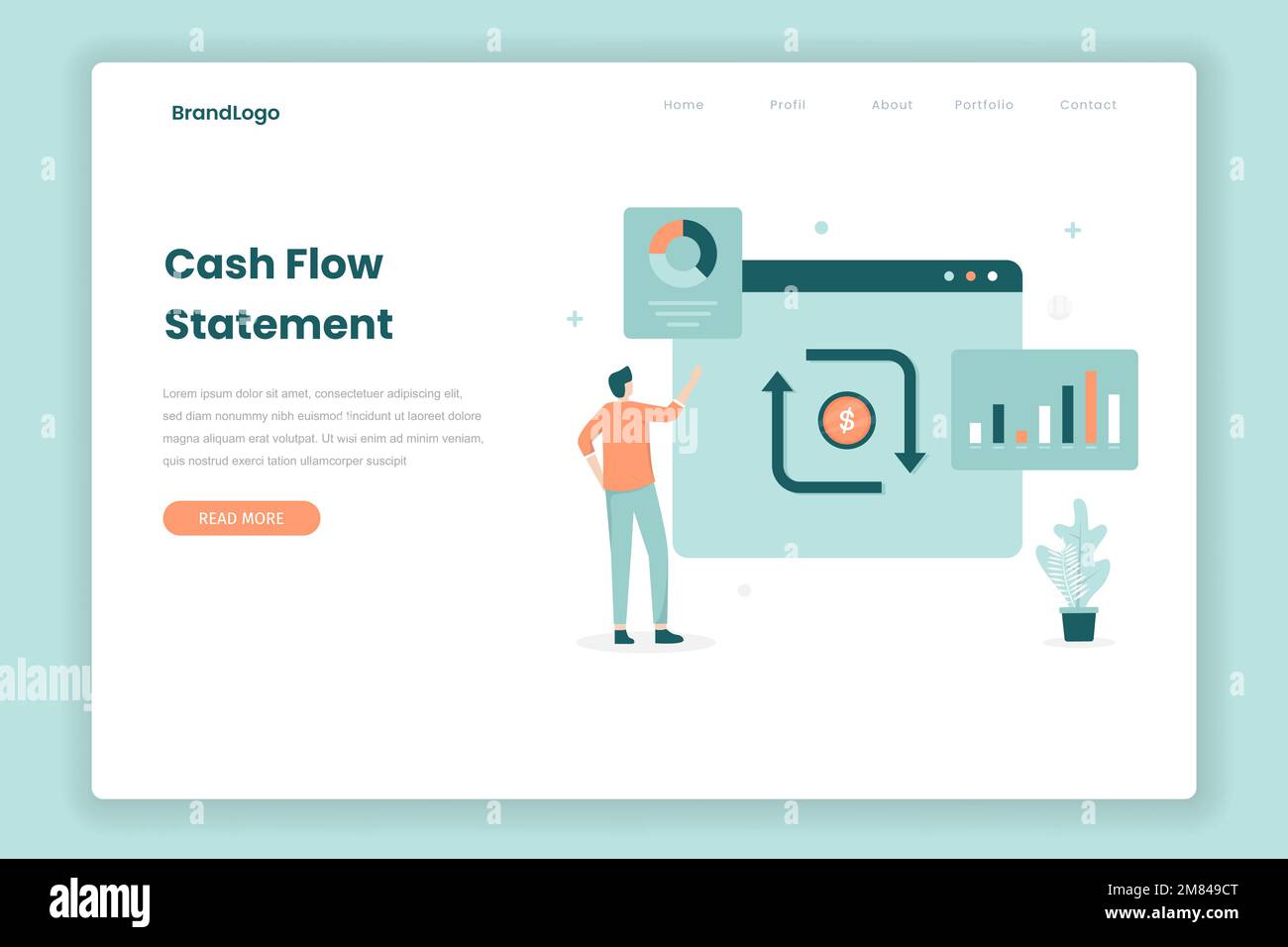 Cash flow statement illustration concept. Illustration for websites ...