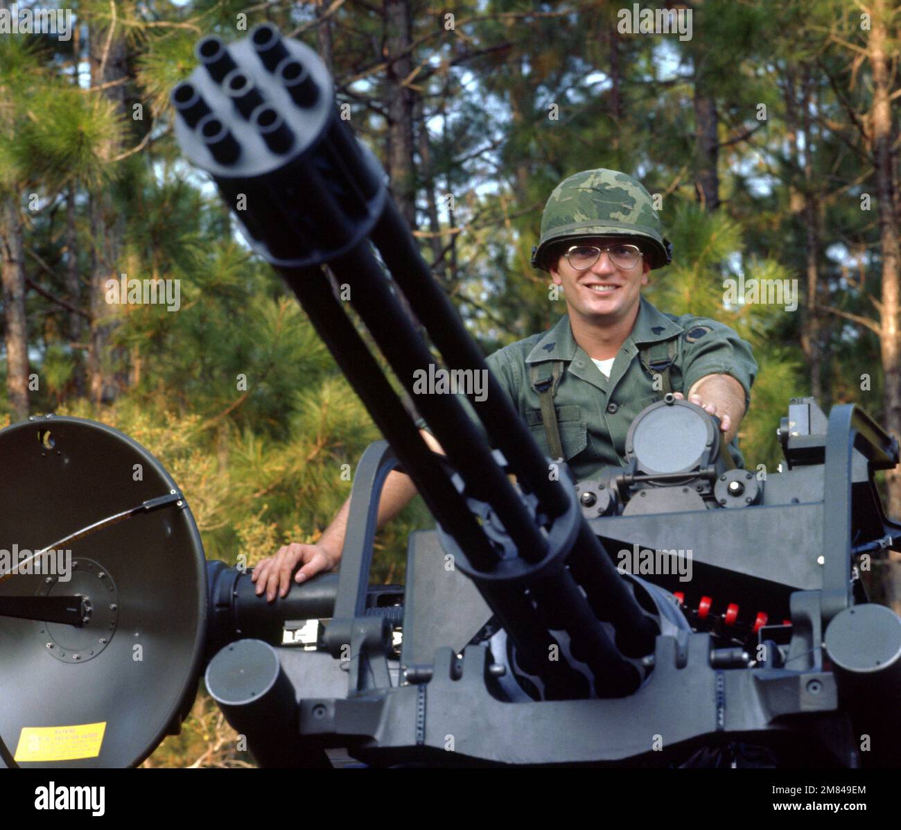 A U.S. Army soldier mans an M-167 Vulcan anti-aircraft gun. Country ...