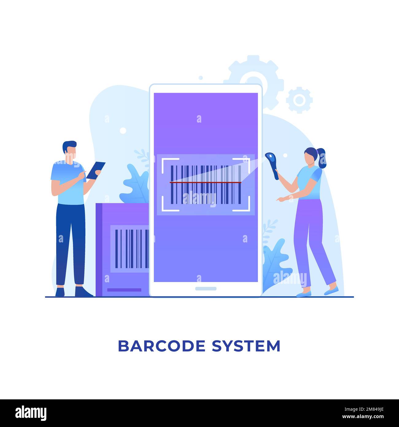 Flat illustration barcode scanning concept. Illustration for websites ...