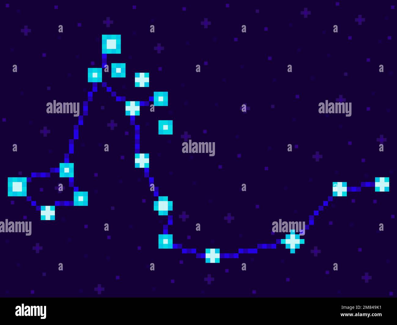 Draco constellation in pixel art style. 8-bit stars in the night sky in ...