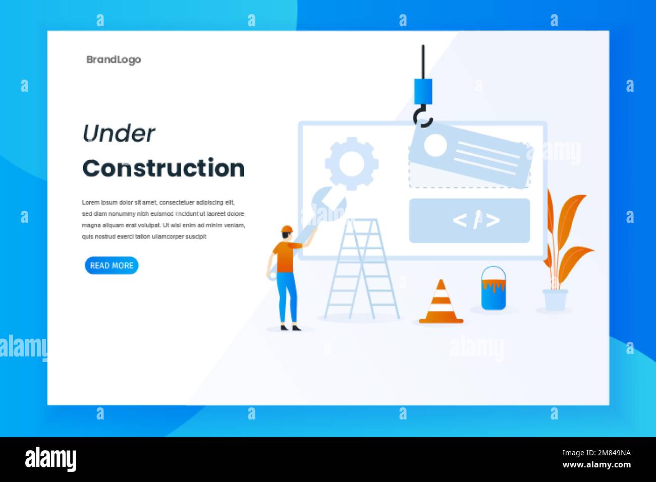 Under construction landing page illustration template. Illustration for ...