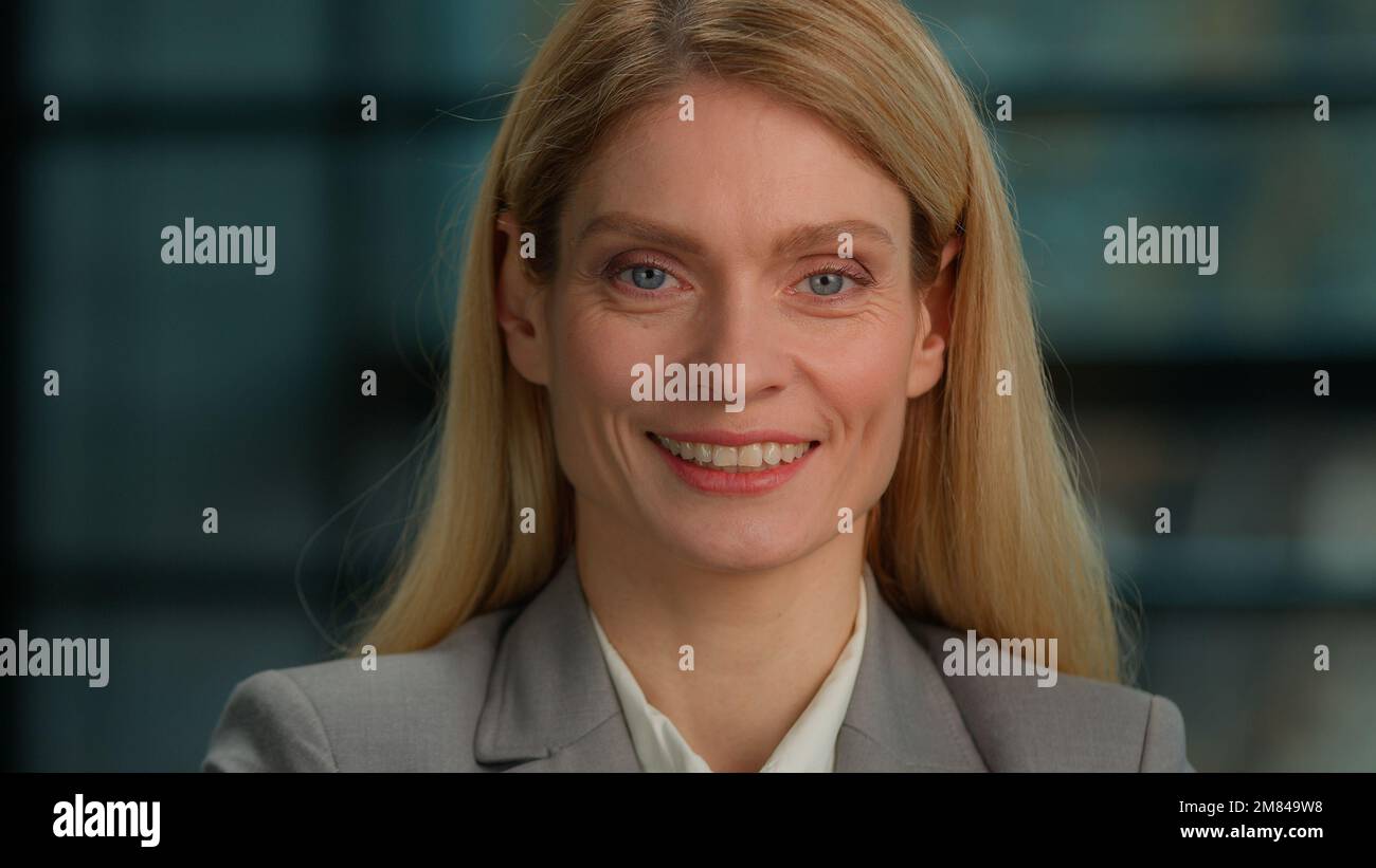 Beautiful smiling toothy dental smile happy female face Caucasian ...