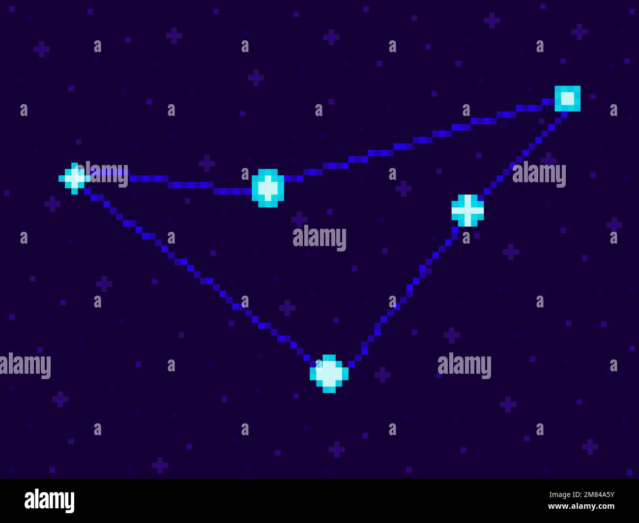 Indus constellation in pixel art style. 8-bit stars in the night sky in ...