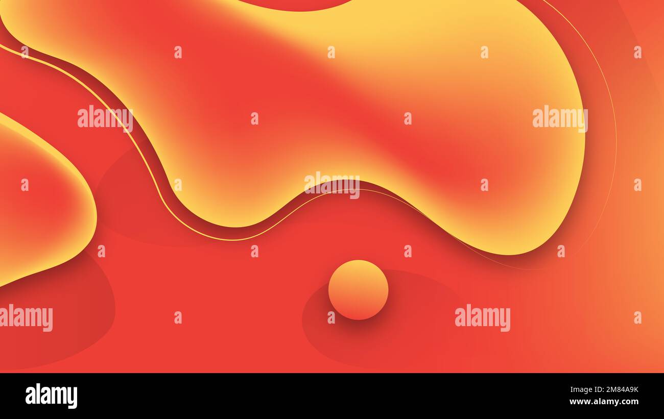 Orange yellow abstract neon color design. Minimalism. Fluid Design ...