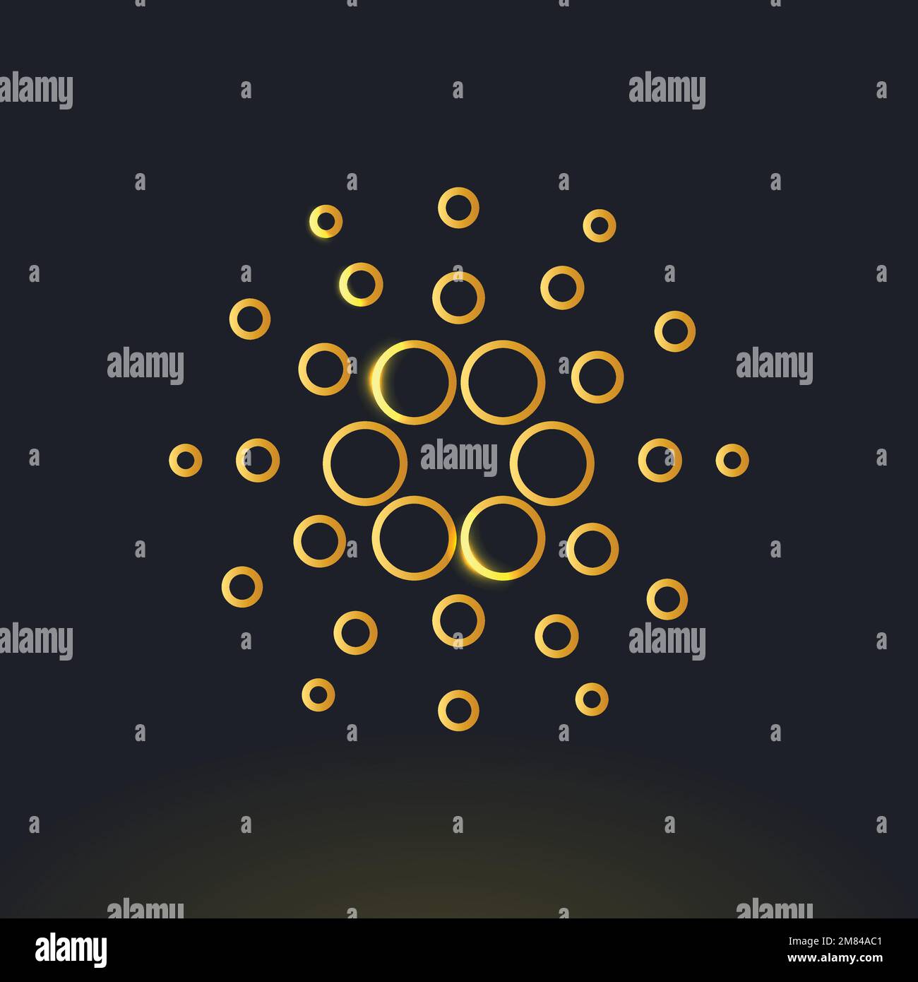 Cardano Blockchain Cryptocurrency Icon Vector In Gold Open Source Finance Concept Stock Vector