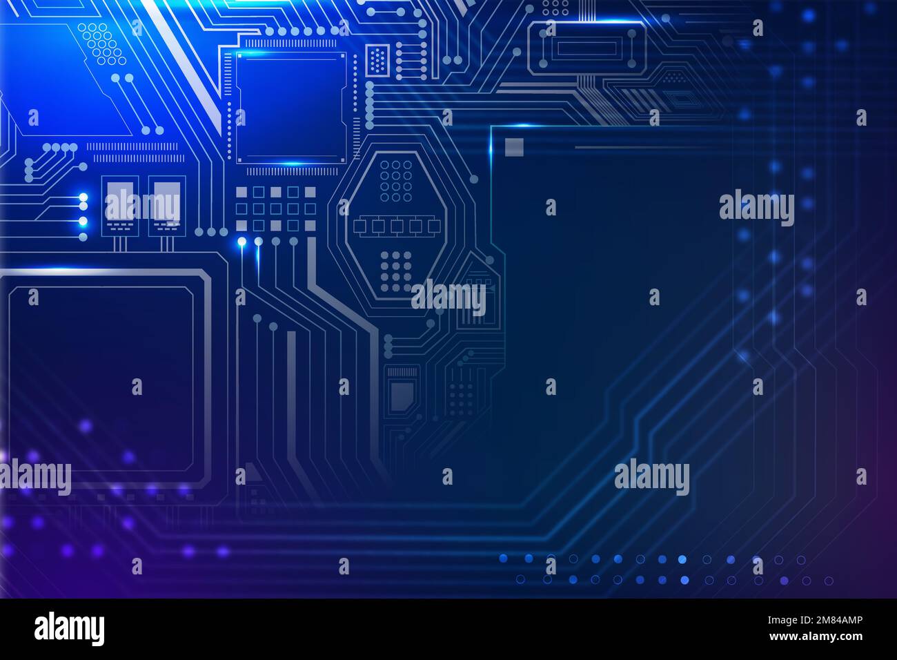 Motherboard circuit technology background vector in gradient blue Stock ...