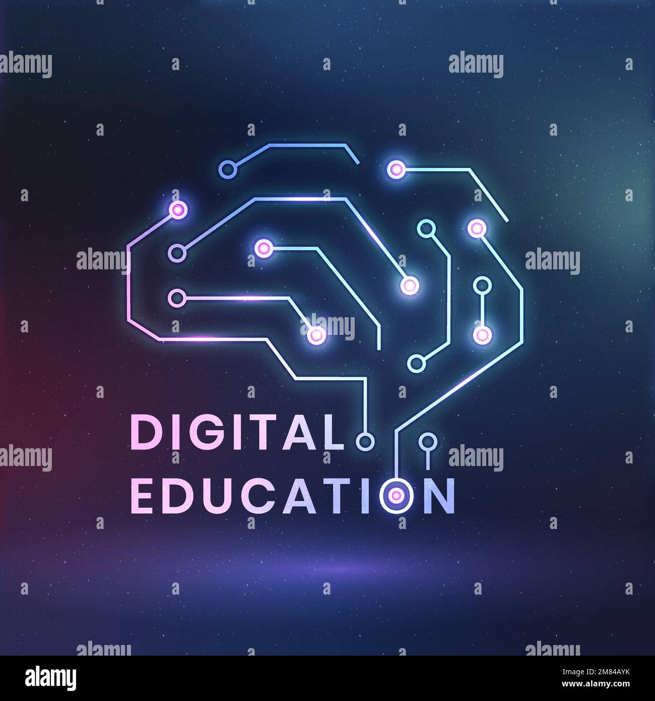Digital education logo template vector with AI brain graphic Stock ...