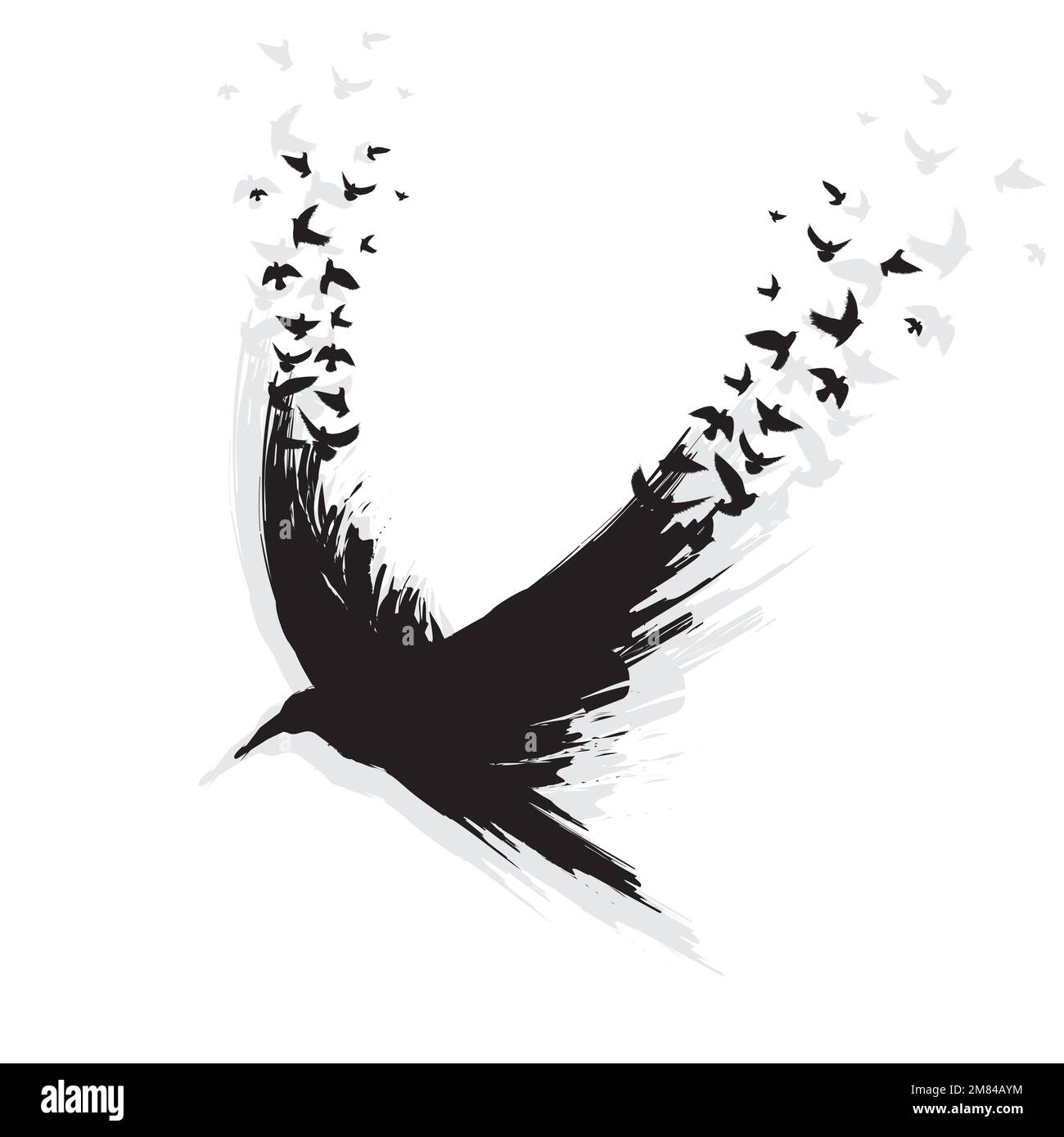 Raven Flying Silhouette Tattoo