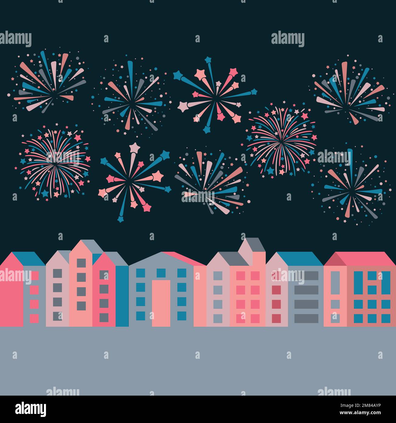 Flat abstract city fireworks Stock Vector Image & Art - Alamy