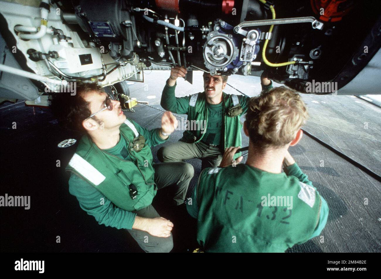 Strike Fighter Squadron 132 (VFA-132) aviation maintenancemen inspect ...